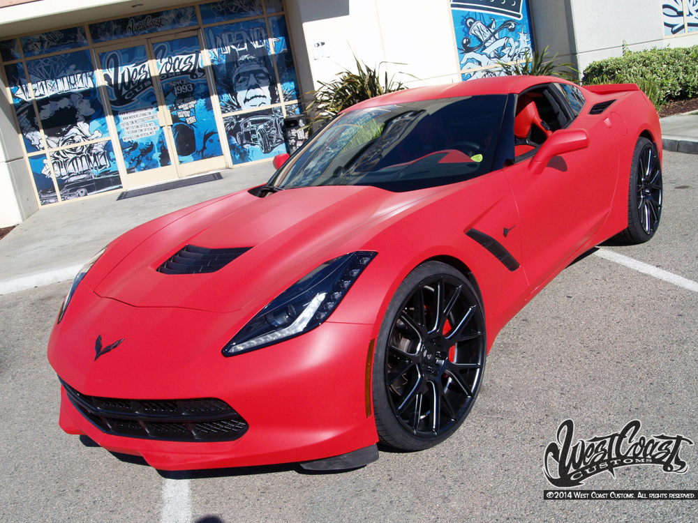 Matte Red Corvette Stingray Rear Widebody C7 Corvette Stingray 2014