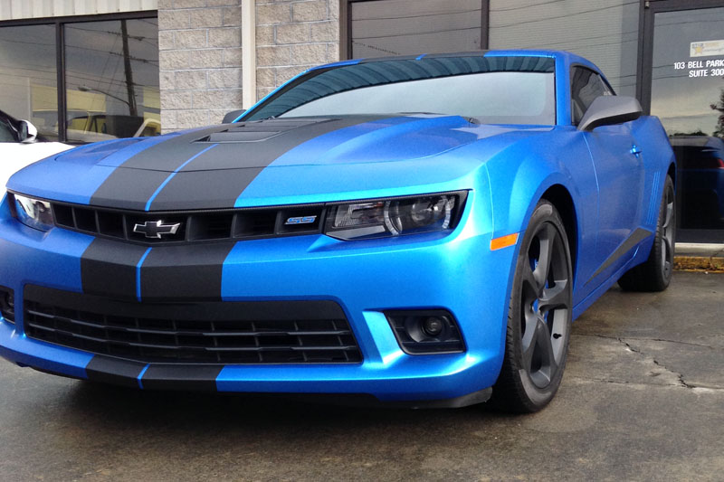 Satin Perfect Blue Camaro Wrap | Wrapfolio